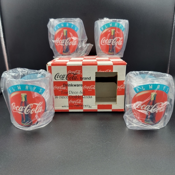 Coca Cola | Dining | Coca Cola 4oz Double Rocks Cup Set Plastic 4h ...